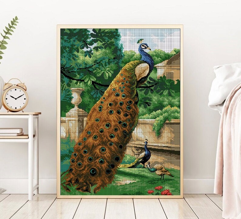 Peacocks Bead Embroidery Kit Full Embroidery Bead Kit Picture - Etsy