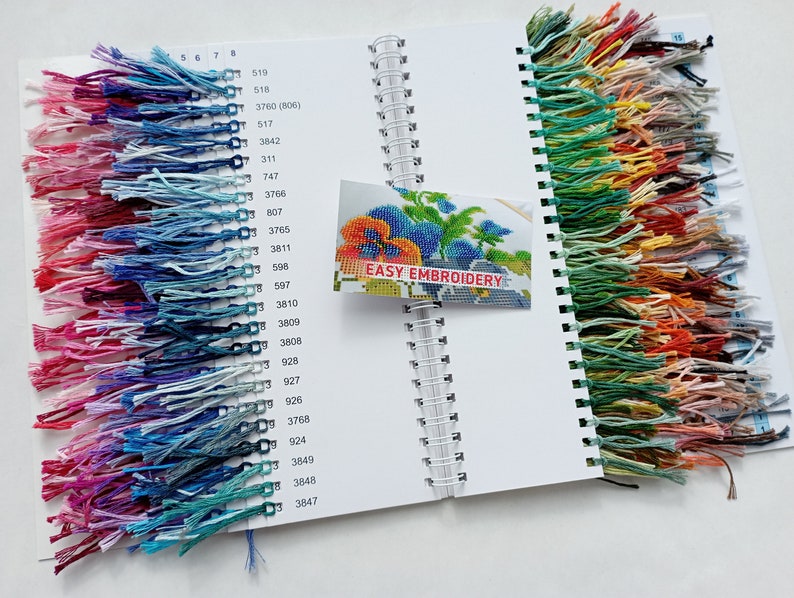 DMC Color Chart With Real Thread 498 Colors Samples New Colors | Etsy