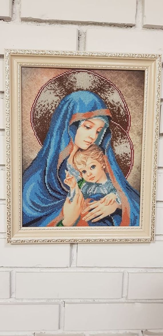 Madonna and Child bead embroidery kit Christian Orthodox | Etsy