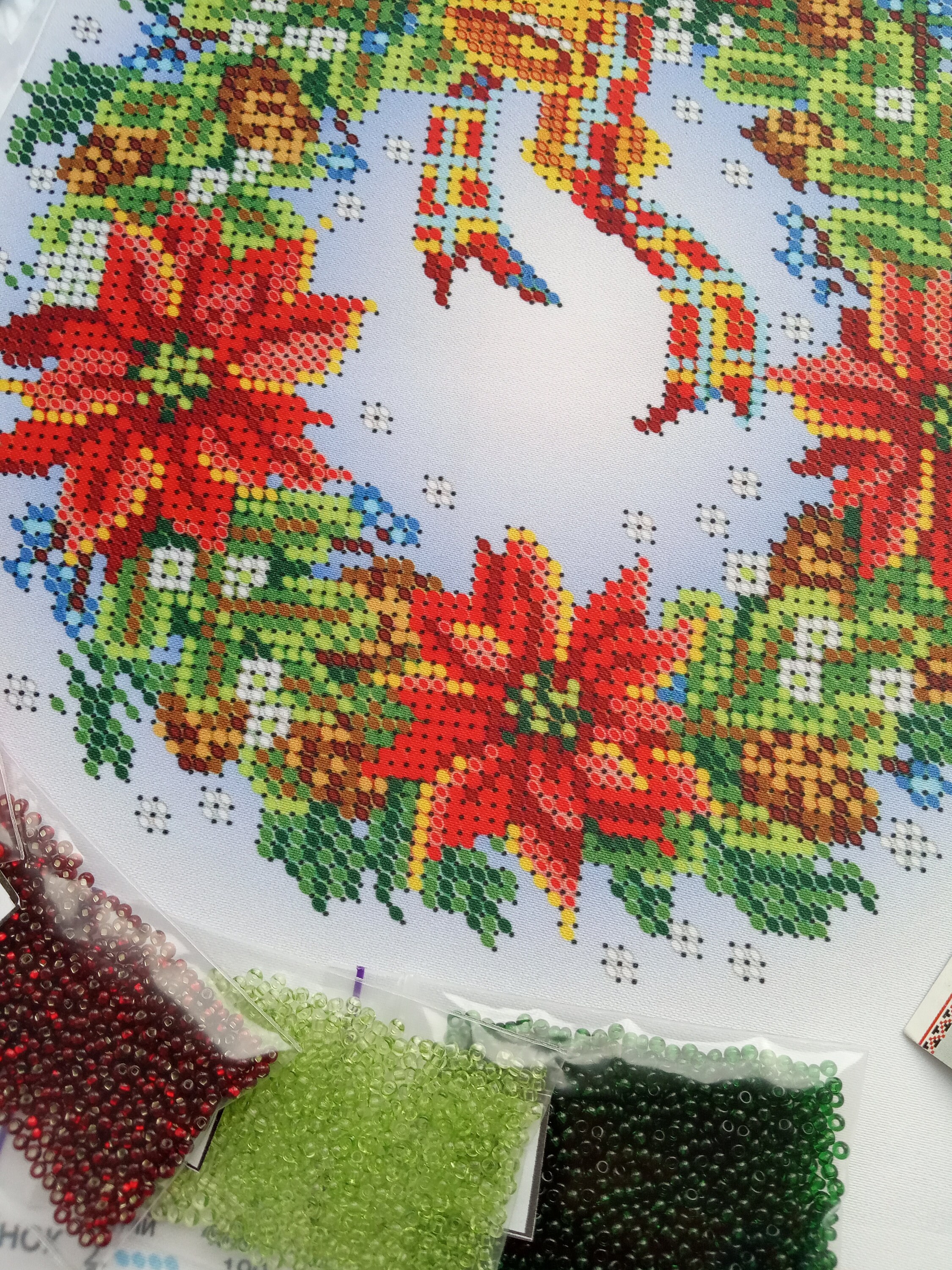 Bead Needlepoint Kit Christmas Wreath Beaded Stitching - Etsy