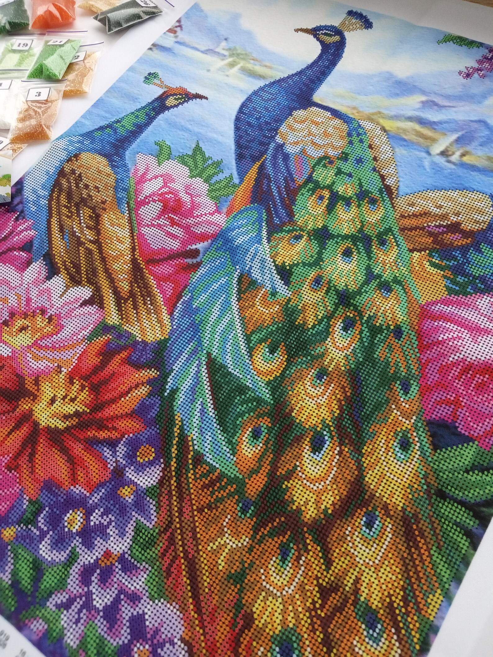 Peacocks Bead Embroidery DIY Kit BIG SIZE Beadwork Painting - Etsy