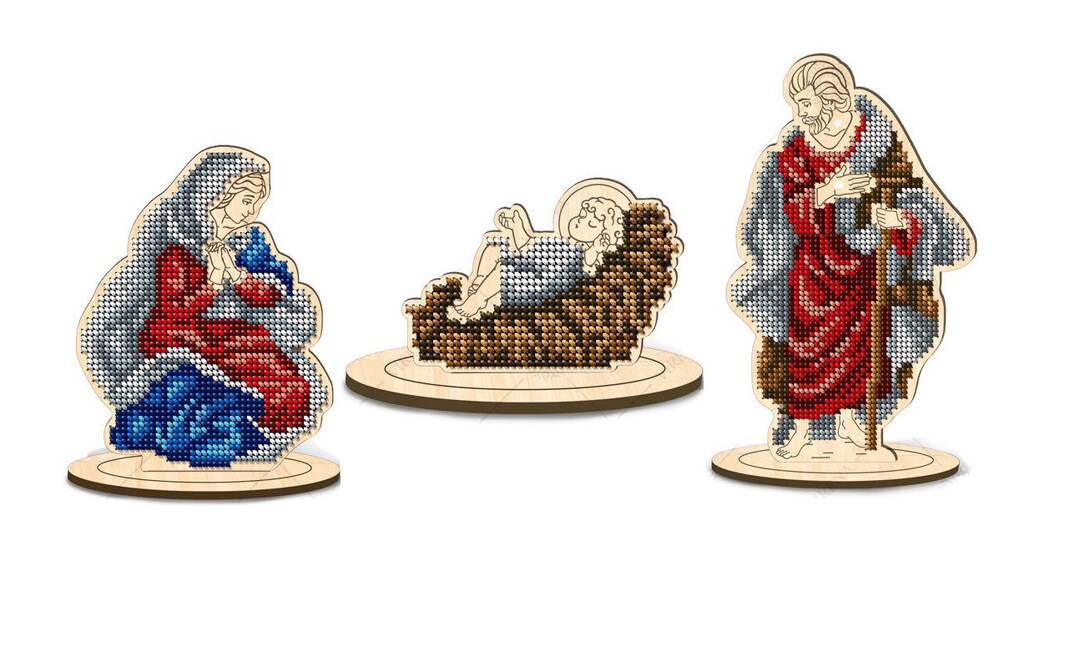 Bead Embroidery on Wood Nativity Scene Beading Christmas KIT Beadwork ...