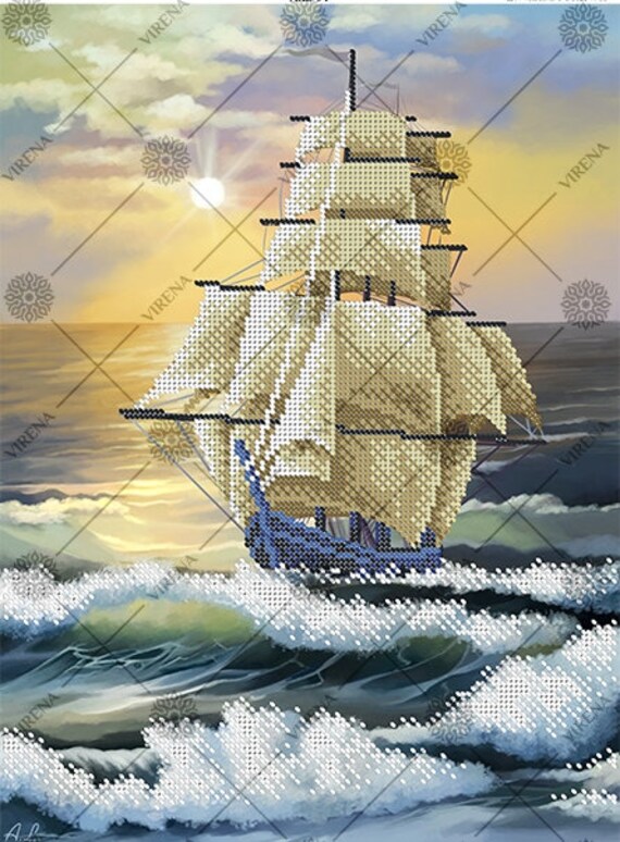 Bead Picture DIY Sailing Ship Bead Embroidery Kit Easy for | Etsy