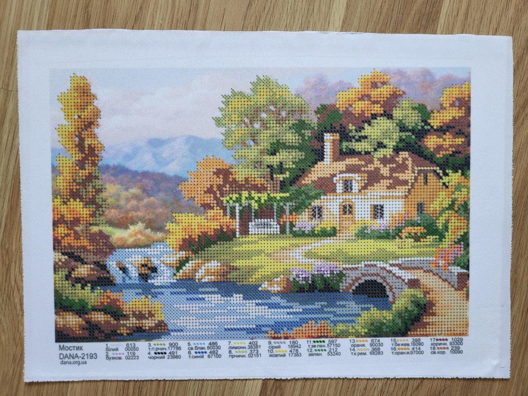 Autumn Landscape Bead Embroidery Kit DIY Beadwork Needlework - Etsy