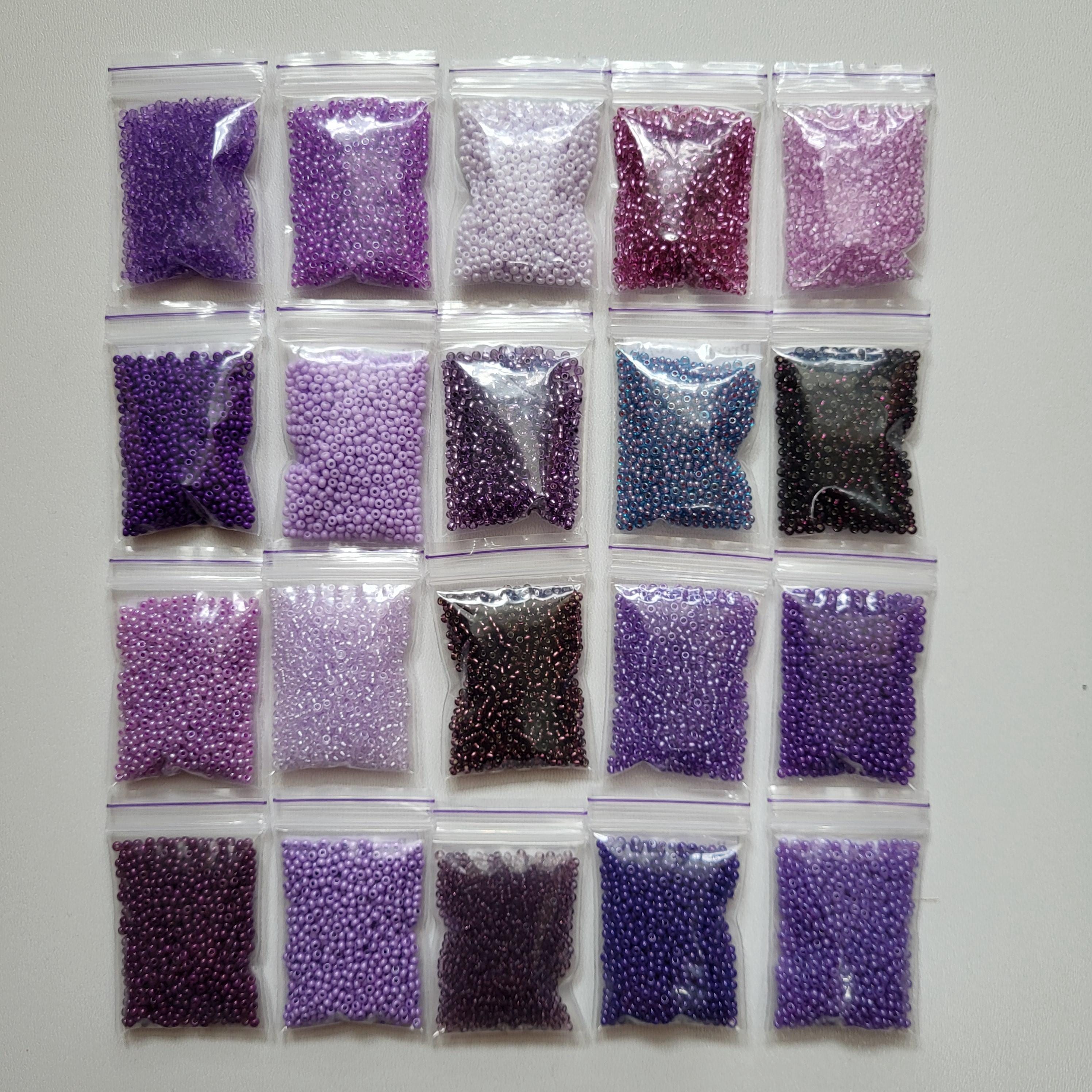 Violet Seed Bead Embroidery Kit: Czech Glass Beads 10/0, DIY Jewelry ...