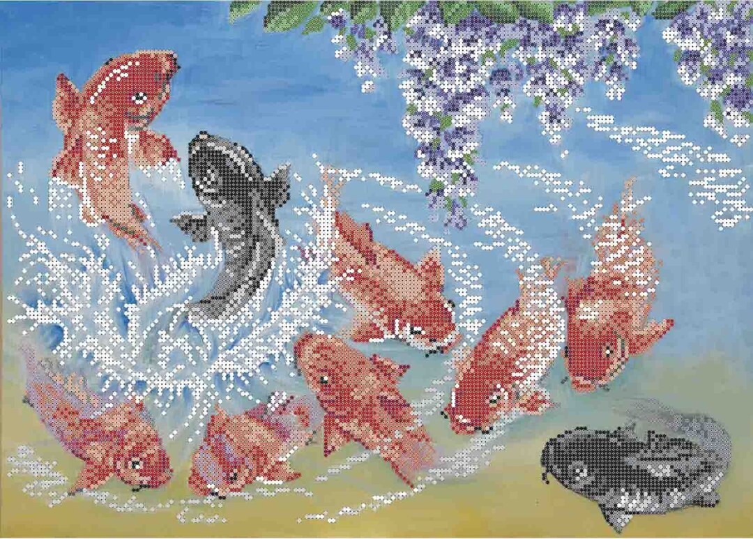 Koi Carp Bead Embroidery Kit DIY Painting Beaded Stitching - Etsy