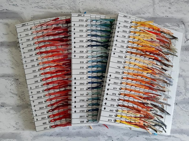 DMC Color Chart With Real Thread 498 Colors Samples New Colors | Etsy