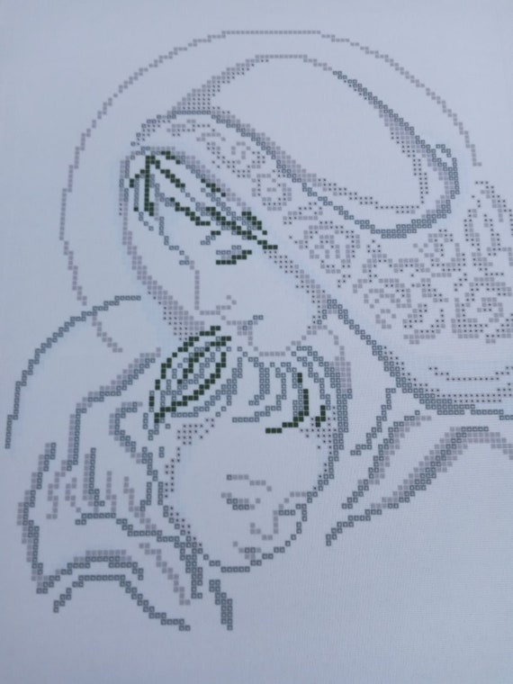 Art & Collectibles Beaded embroidery of the Madonna and Child Acrylic ...
