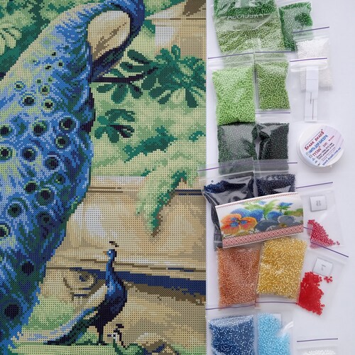 BIG Picture Bead Embroidery Kit Needlepoint Beading Pastel - Etsy