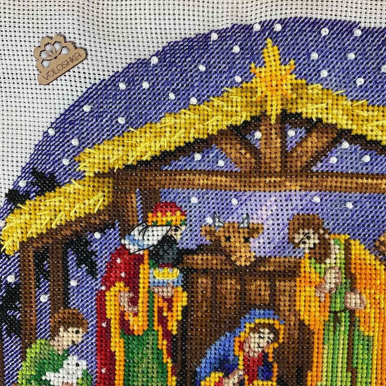 Nativity Cross Stitch Kit – Counted Christmas Embroidery Kit, Religious ...