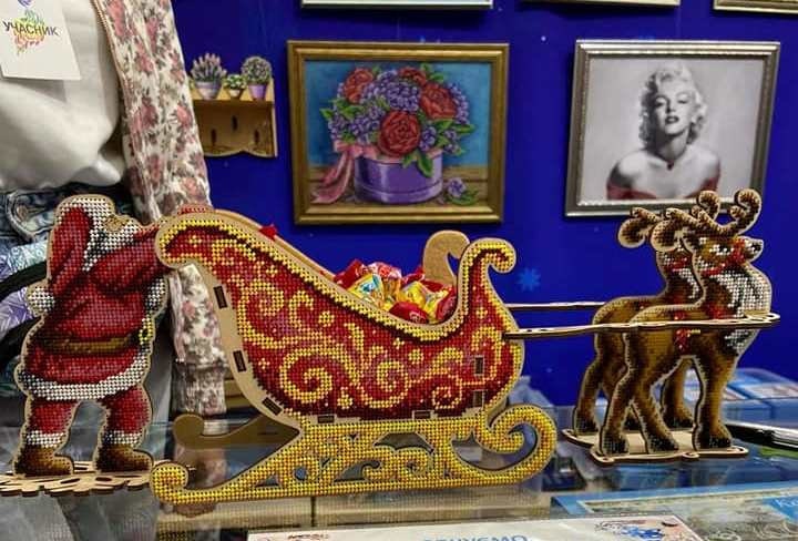 Santa Sleigh and Reindeer Christmas 3D Wood Decoration DIY - Etsy