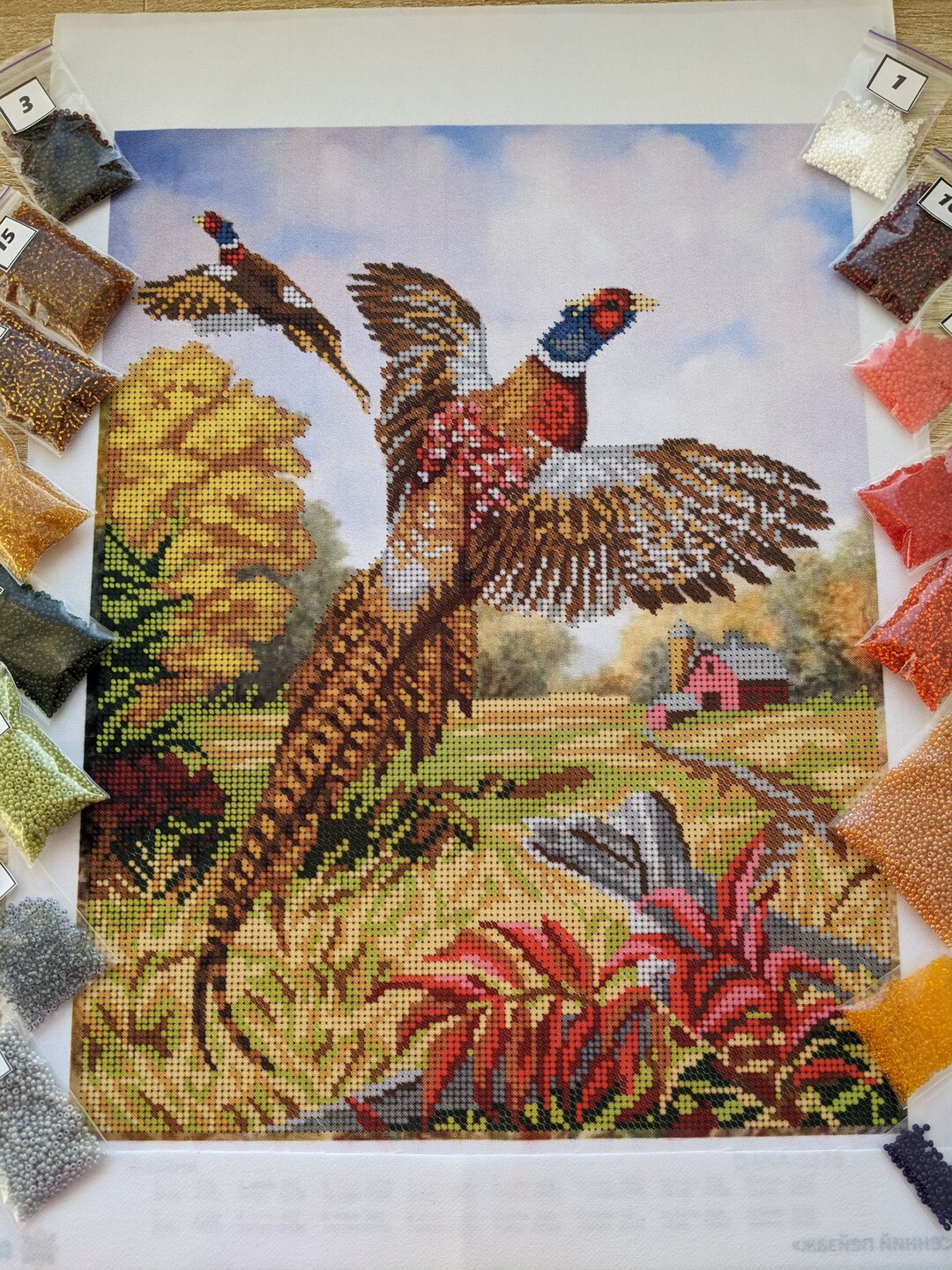 Bead Embroidery Kit Pheasant DIY Beadwork Beading Kit Birds - Etsy