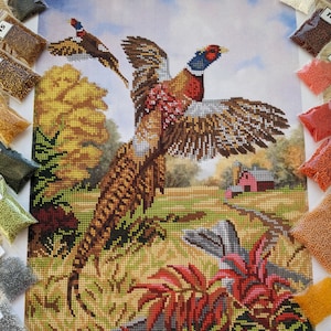 Pheasant Bead Embroidery DIY Kit Complete Embroidery Set With Canvas ...