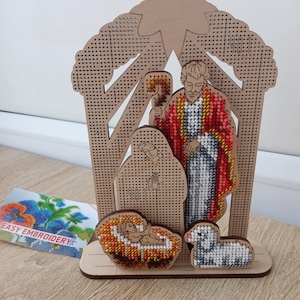 Nativity Scene Christmas 3D Wood Decoration DIY Beadwork Birth of Jesus ...