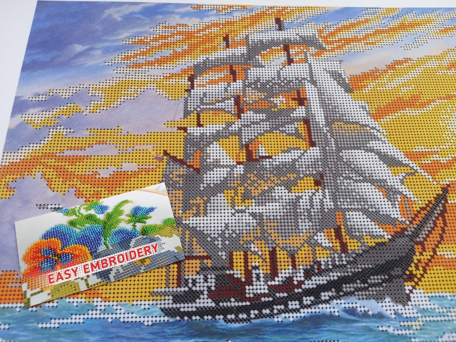 Sailing Ship Bead Embroidery Kit Full Coverage Bead Picture | Etsy