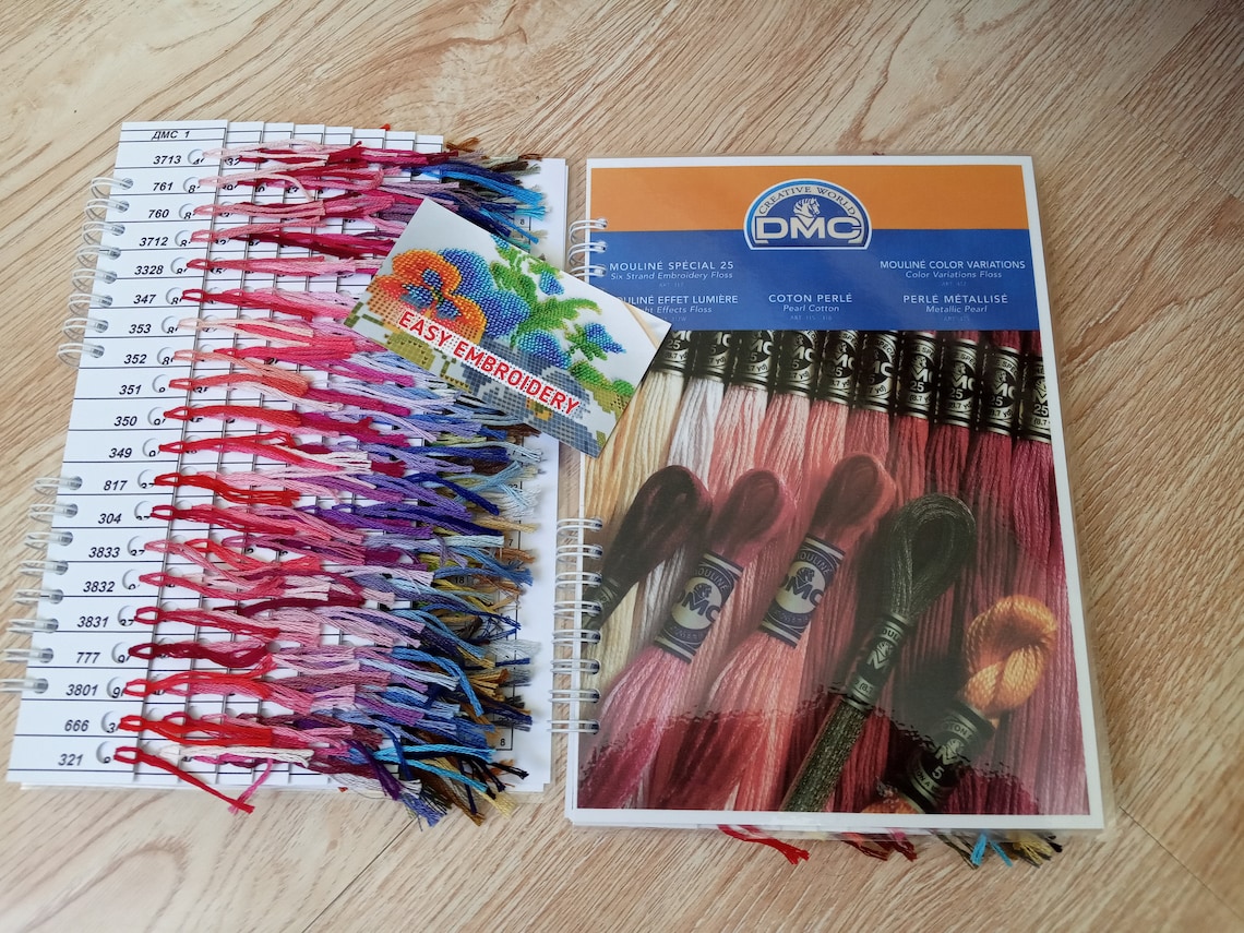 DMC Embroidery Floss Color Chart Real Thread 20cm Variations Samples ...