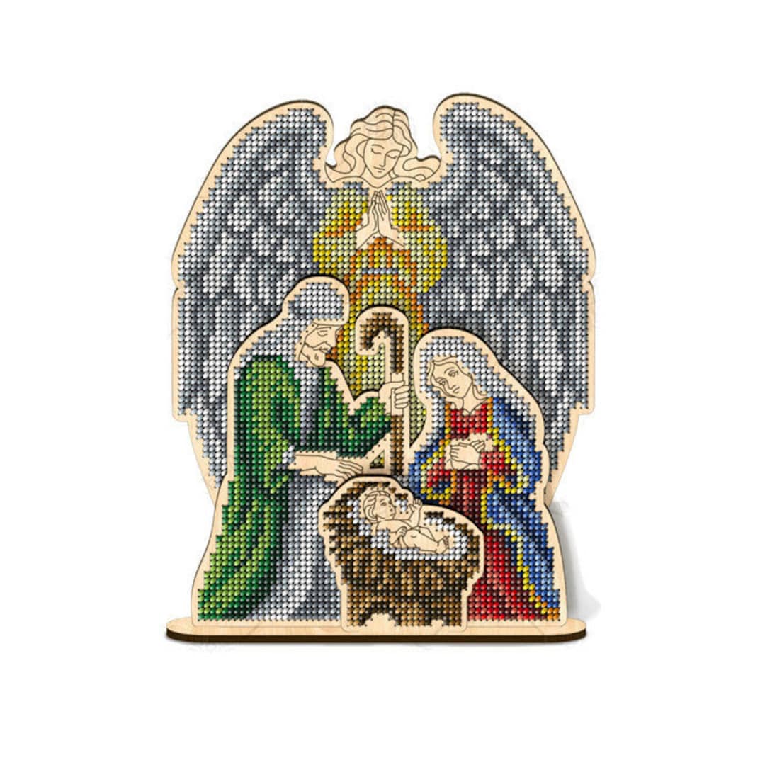 Nativity Scene Christmas 3D Wood Decoration DIY Beadwork Birth of Jesus ...