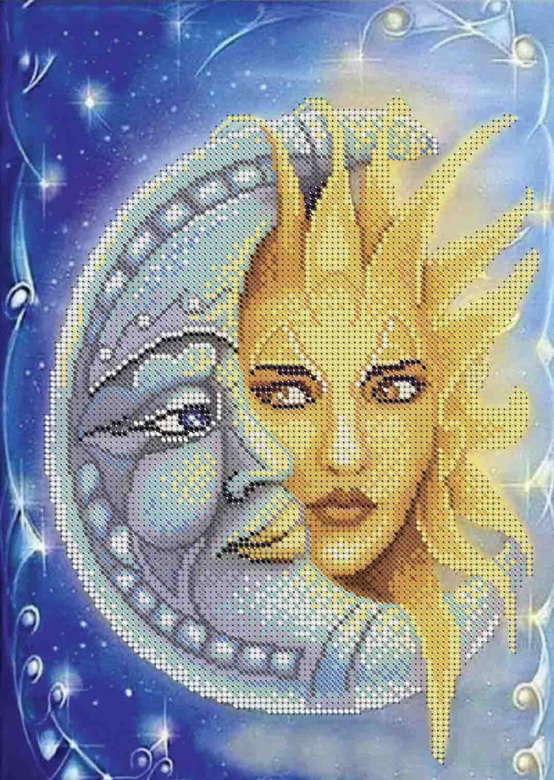 Sun and Moon Bead Embroidery Kit. Needlepoint Kit Modern Needlework ...