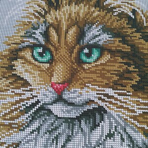 Cat Bead Embroidery Kit Full Coverage DIY Needlecraft Picture Czech ...