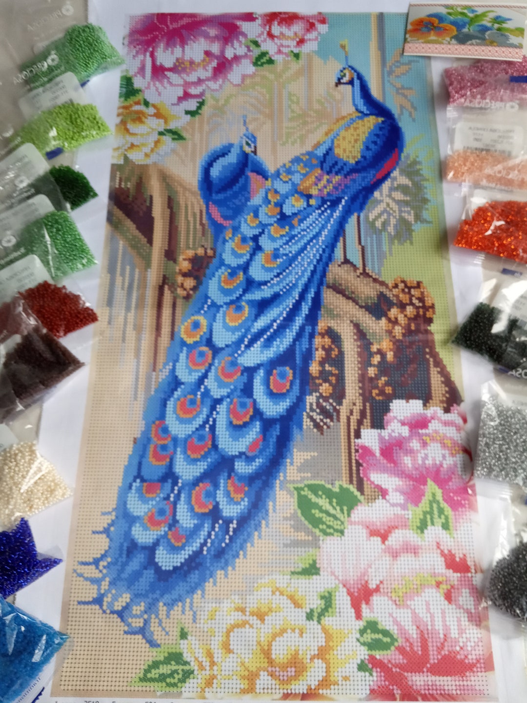 Peacocks Bead Embroidery Kit, Full Embroidery Bead Kit Picture Bird of ...