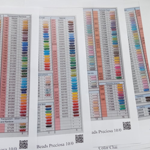 PDF Download Color Chart Beads Preciosa 10/0 Seed Beads Sample - Etsy