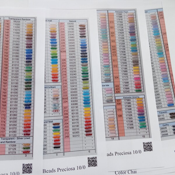 Seed Bead Color Chart - Etsy