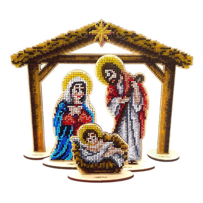 DIY KIT Nativity Scene Bead Embroidery on Wood Christmas Craft - Etsy