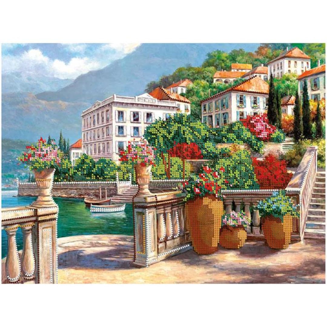 Italian Villa Bead Embroidery Kit Mediterranean Landscape DIY Beaded ...
