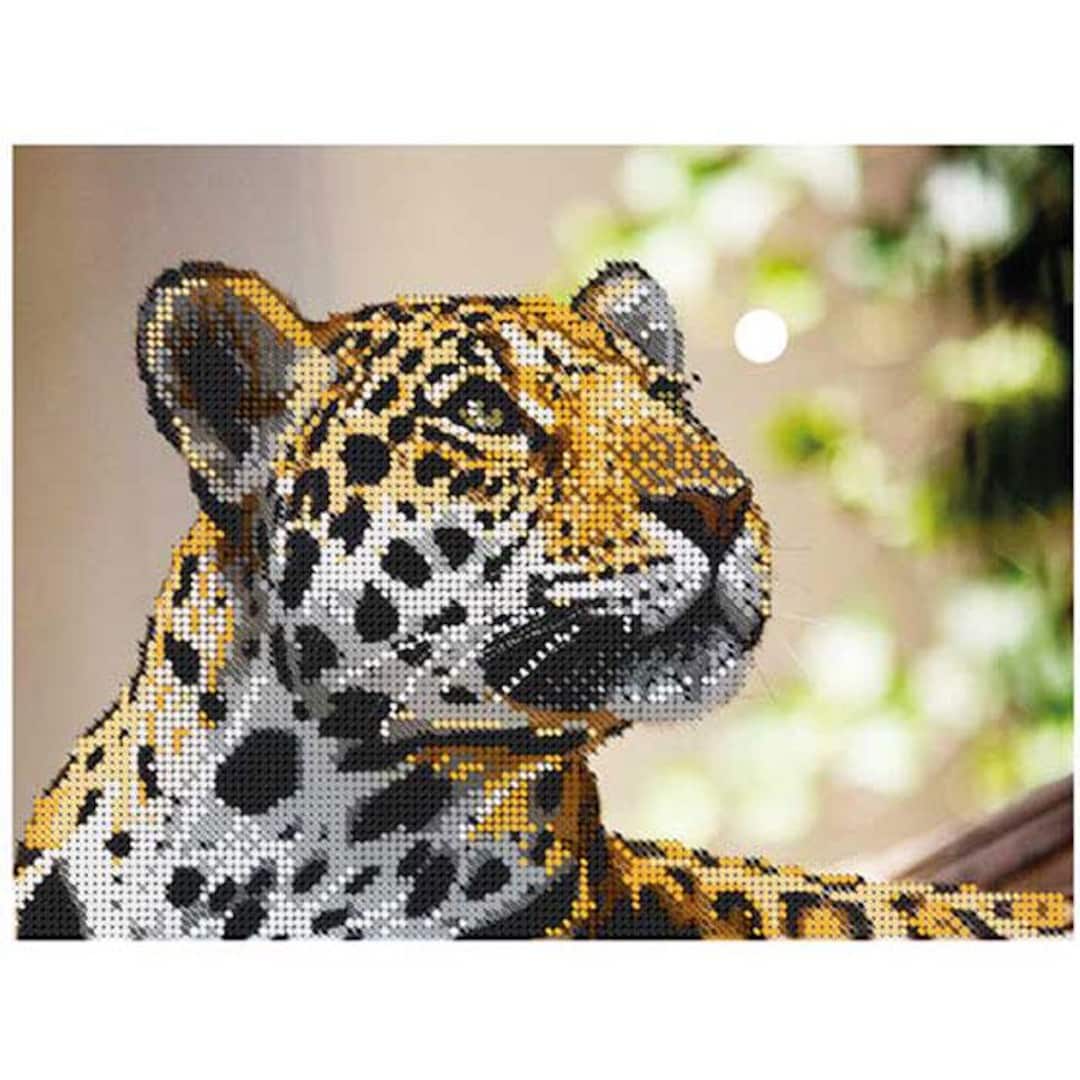 Bead Embroidery Kit Majestic Leopard DIY Beaded Needlepoint Picture ...