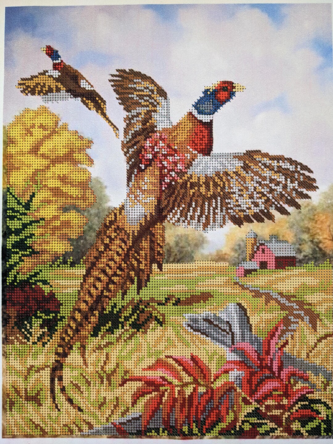 Bead Embroidery Kit Pheasants. DIY Craft Kit - Beadwork on Canvas. DIY ...