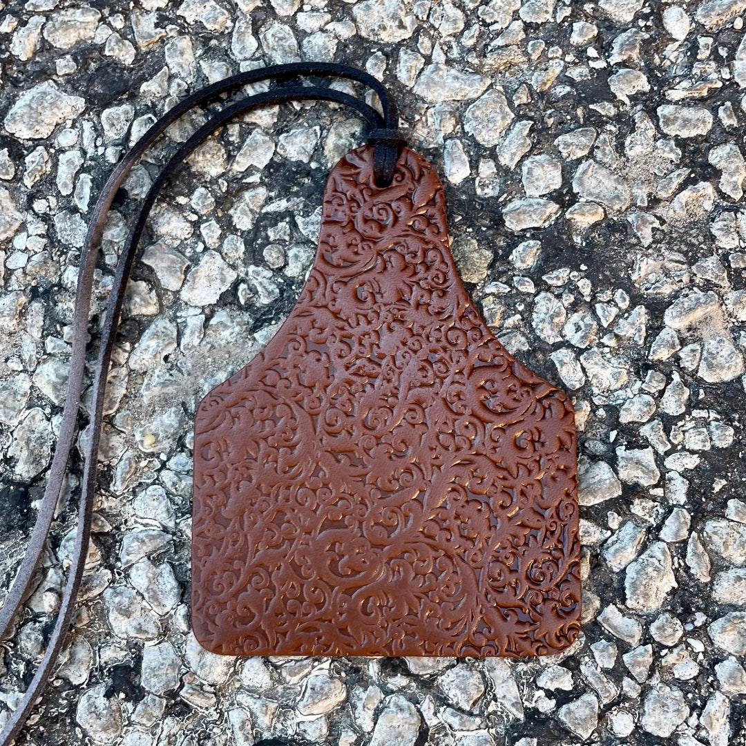 Cow Tag Scroll Air Flair - Leather Car Air Freshener - Etsy