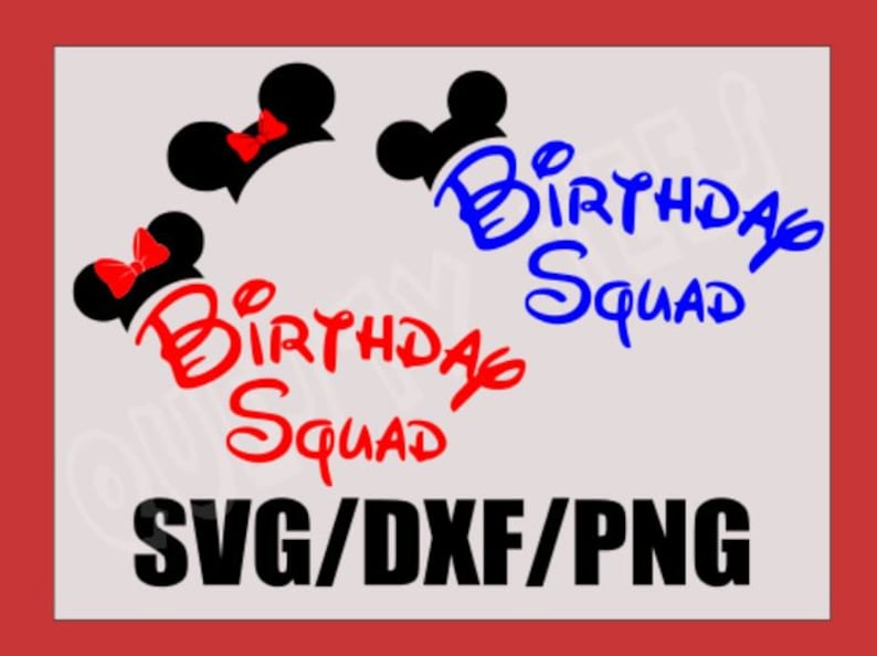 Svg Mickey And Minnie Birthday Squad Mouse Ears With Bow Etsy