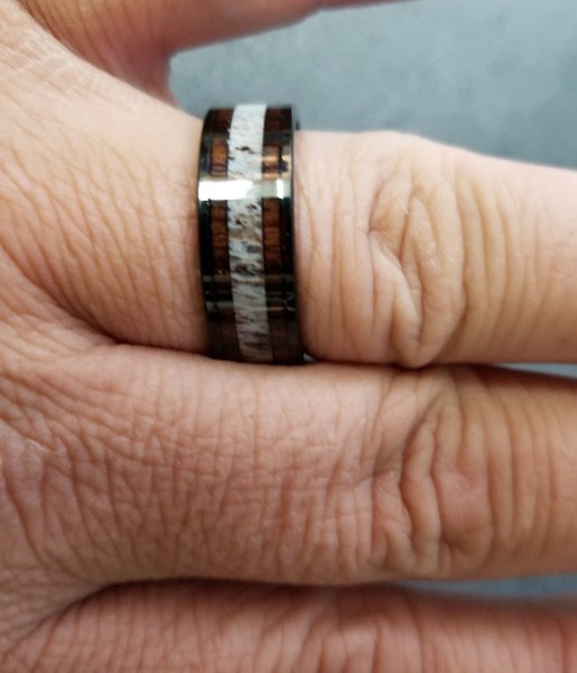 Persoanlized Men's Tungsten Promise Ring Deer Antler and | Etsy