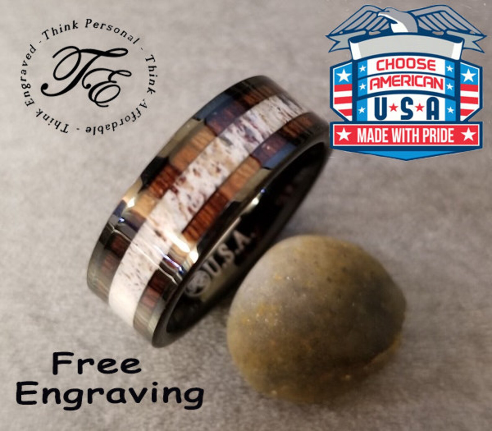 Persoanlized Men's Tungsten Promise Ring Deer Antler and | Etsy