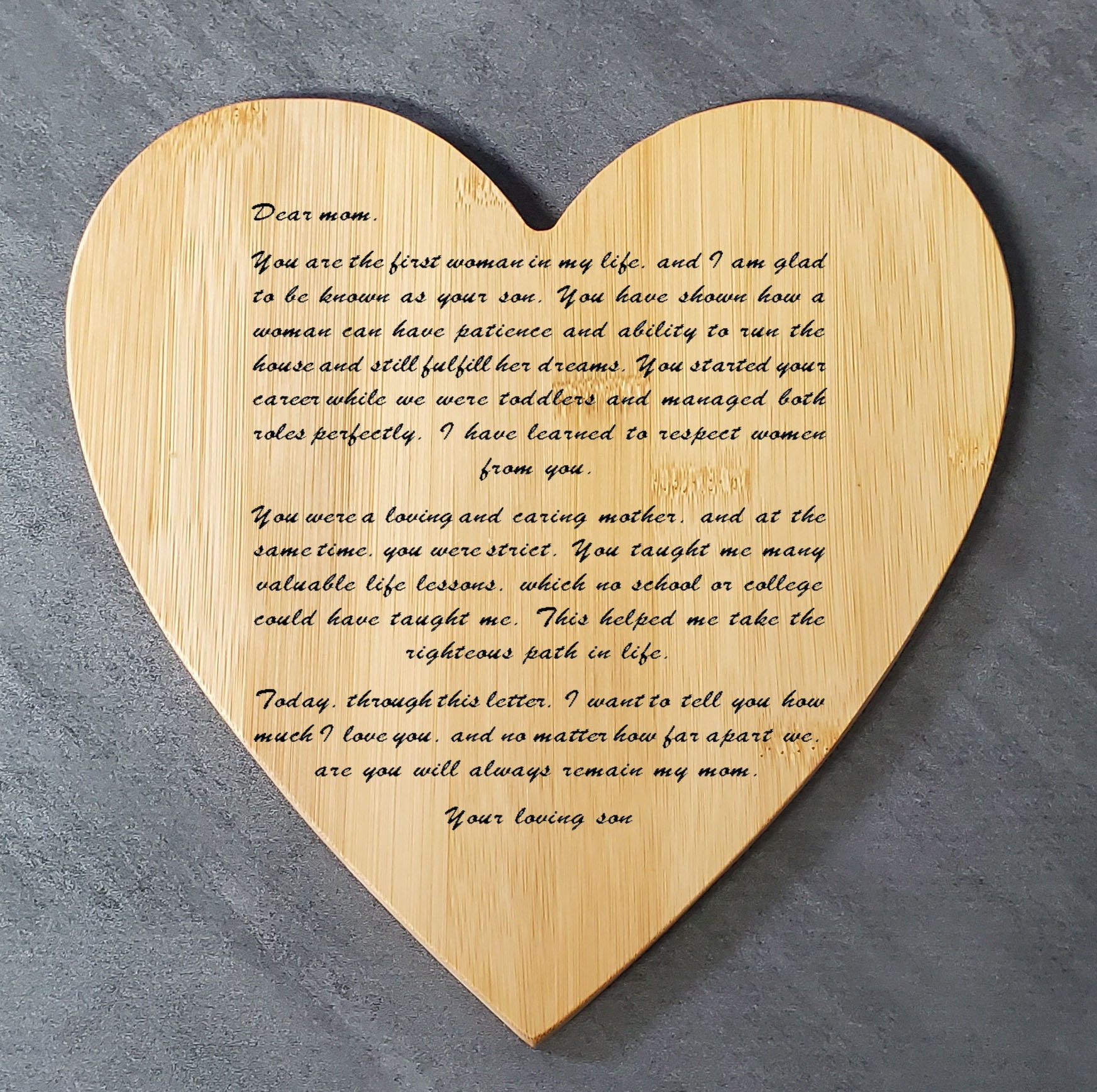 Hand Written Letter to Mom Engraved on A Wooden Heart Gift - Etsy