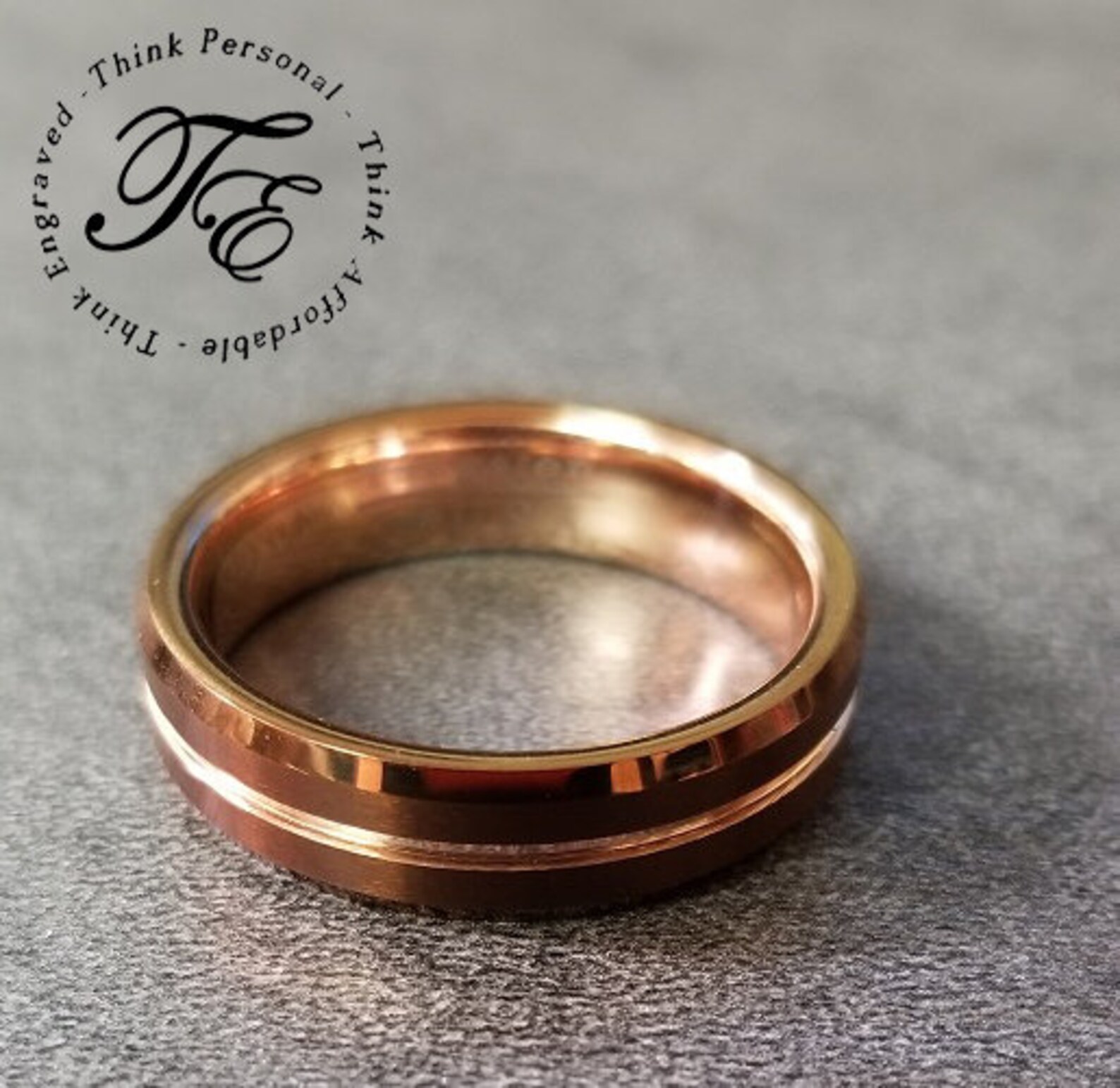 Engraved Men's Tungsten Promise Ring Copper Bronze Brown | Etsy