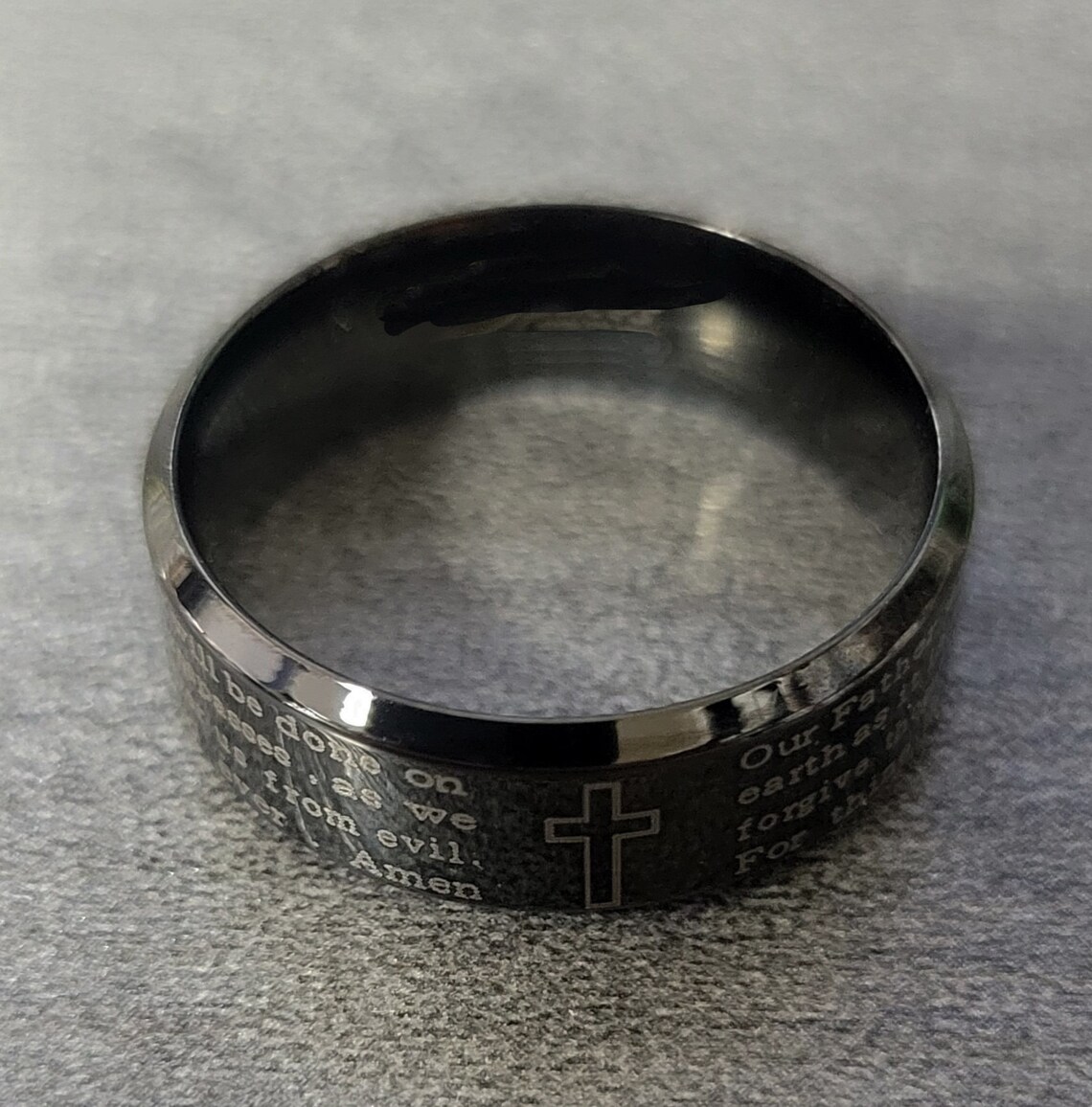 Christian Cross and Lord's Prayer Ring Engraved | Etsy