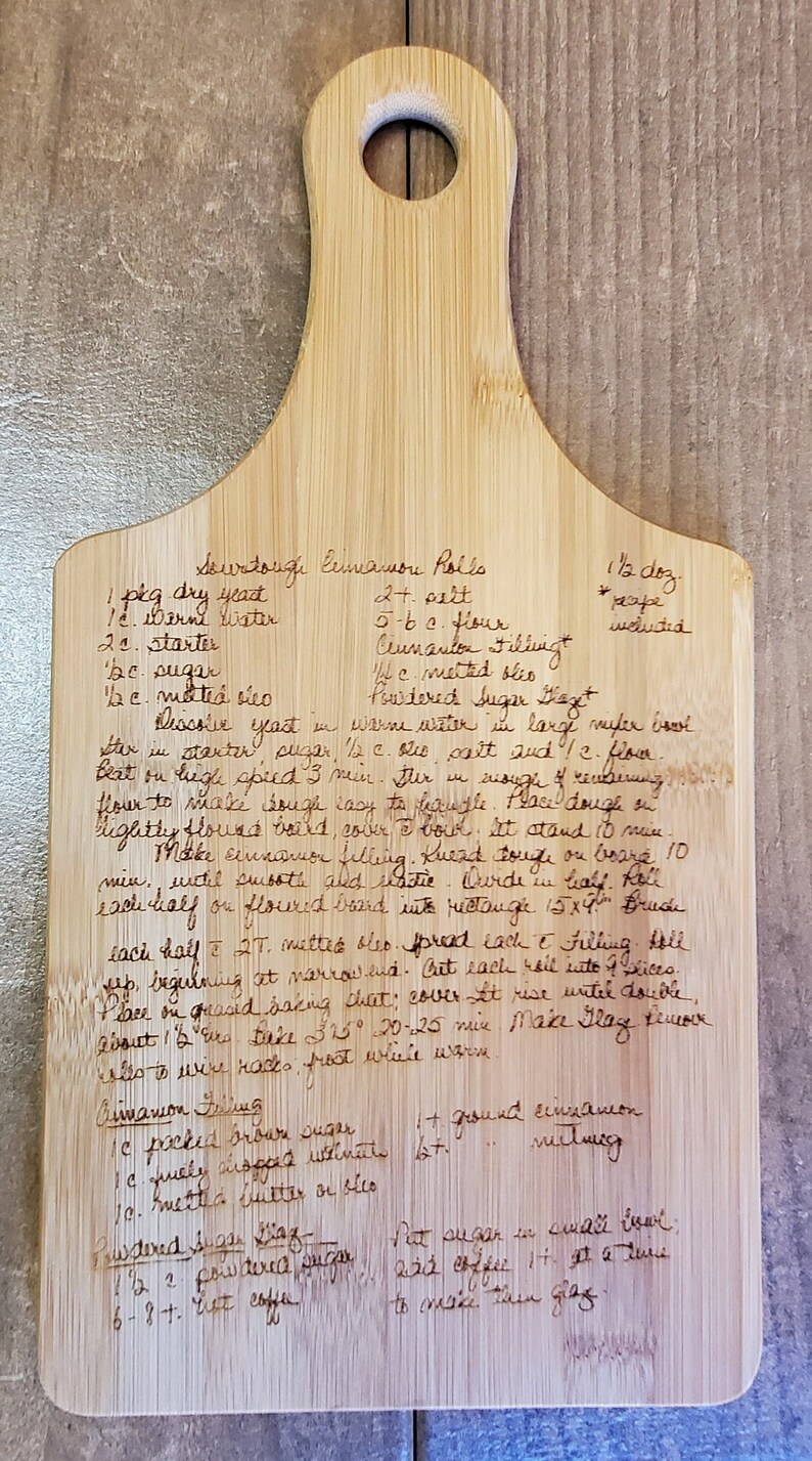 Handwritten Recipe Cutting Board Grandma's Handwriting - Etsy