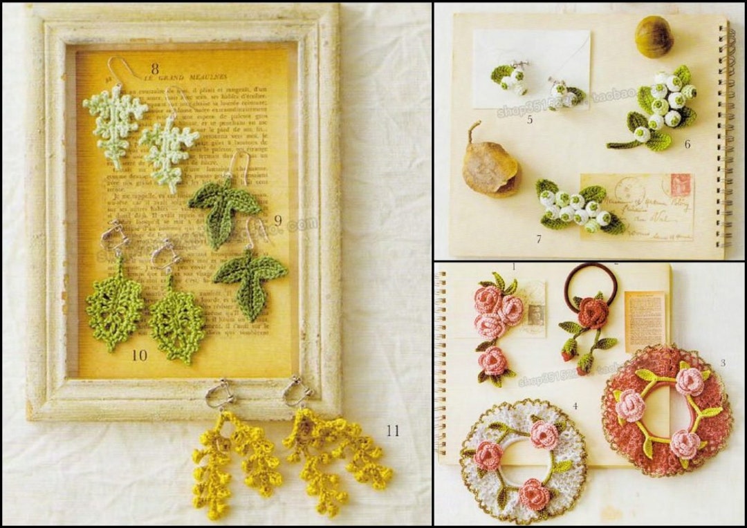 50 CROCHET EMBROIDERY THREAD Pattern-“botanical Item”-craft E-book #55 ...