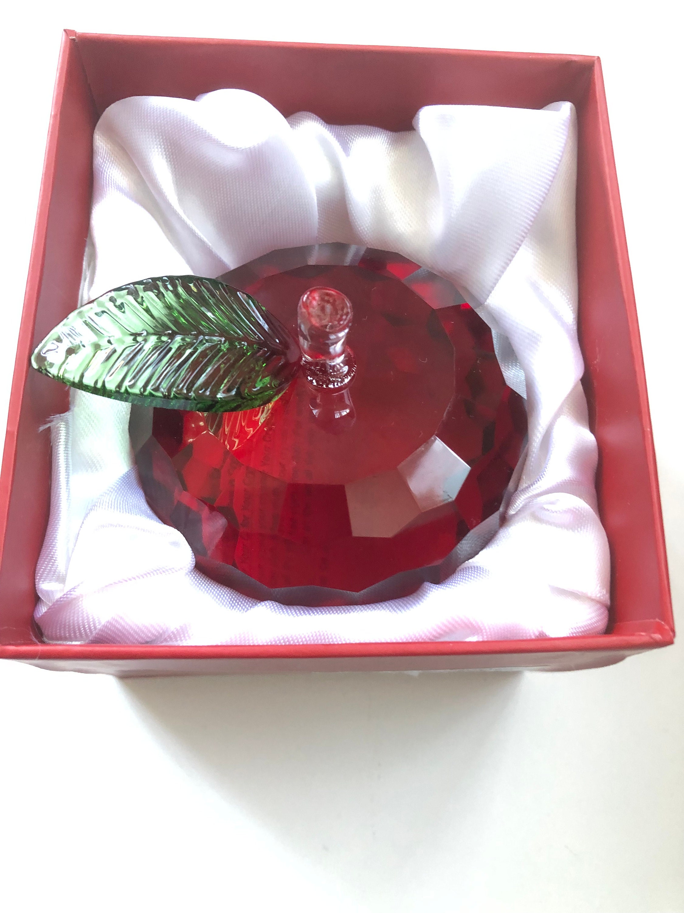 Simon Designs Red Crystal Apple Paperweight With Box. Red Crystal Art ...