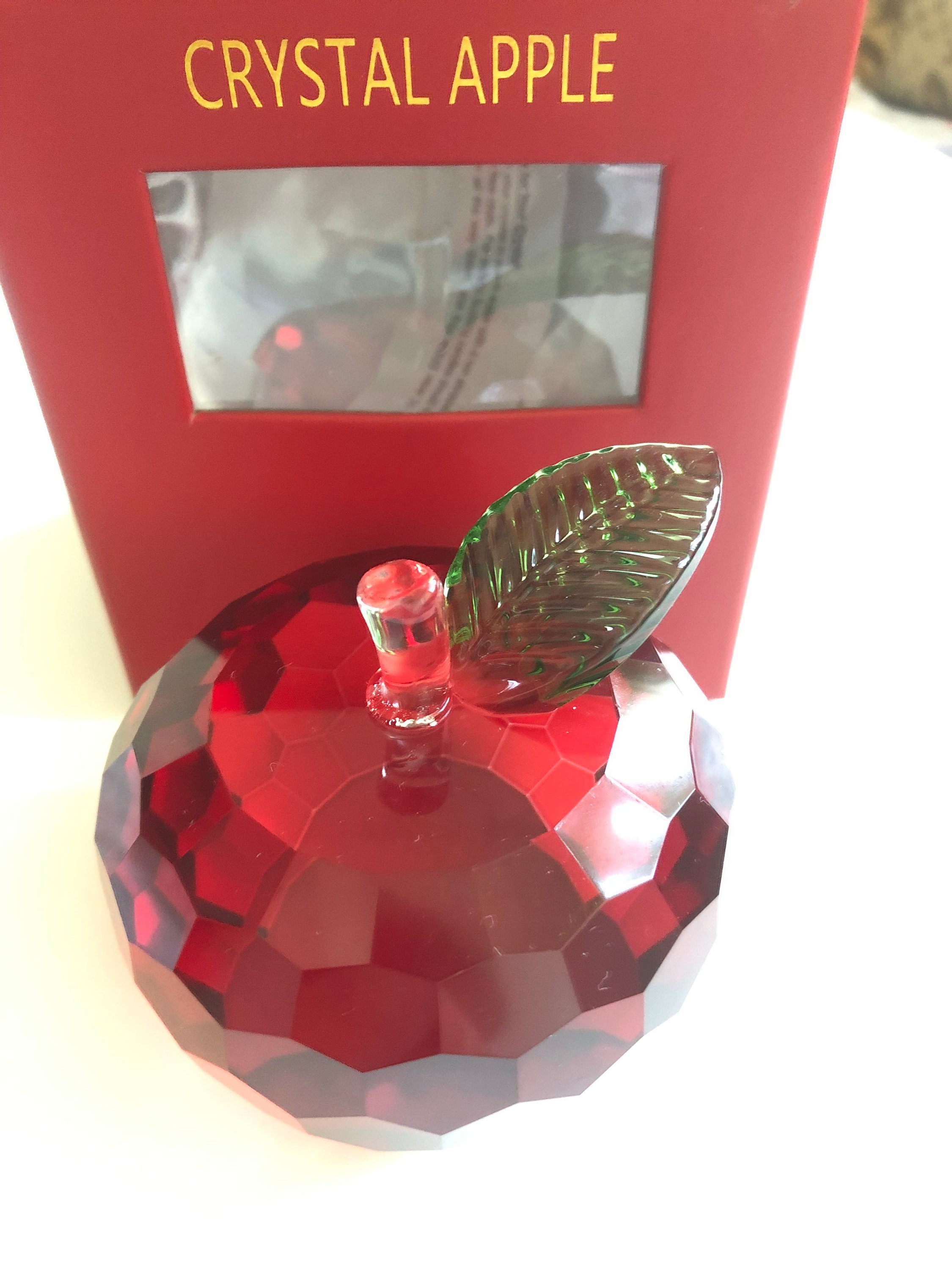 Simon Designs Red Crystal Apple Paperweight With Box. Red Crystal Art ...