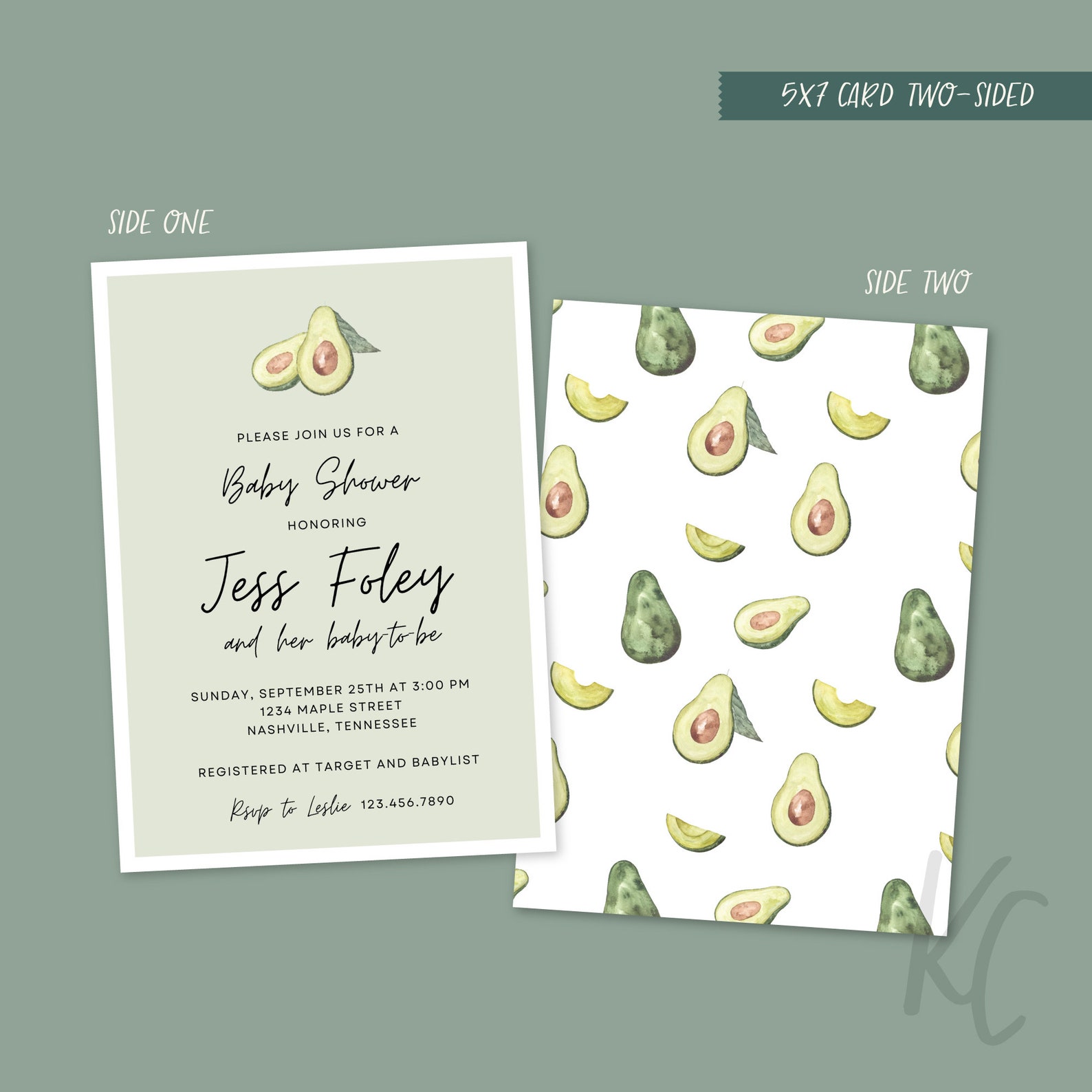 Editable Avocado Baby Shower Invitation. Canva. Avocado Theme. - Etsy