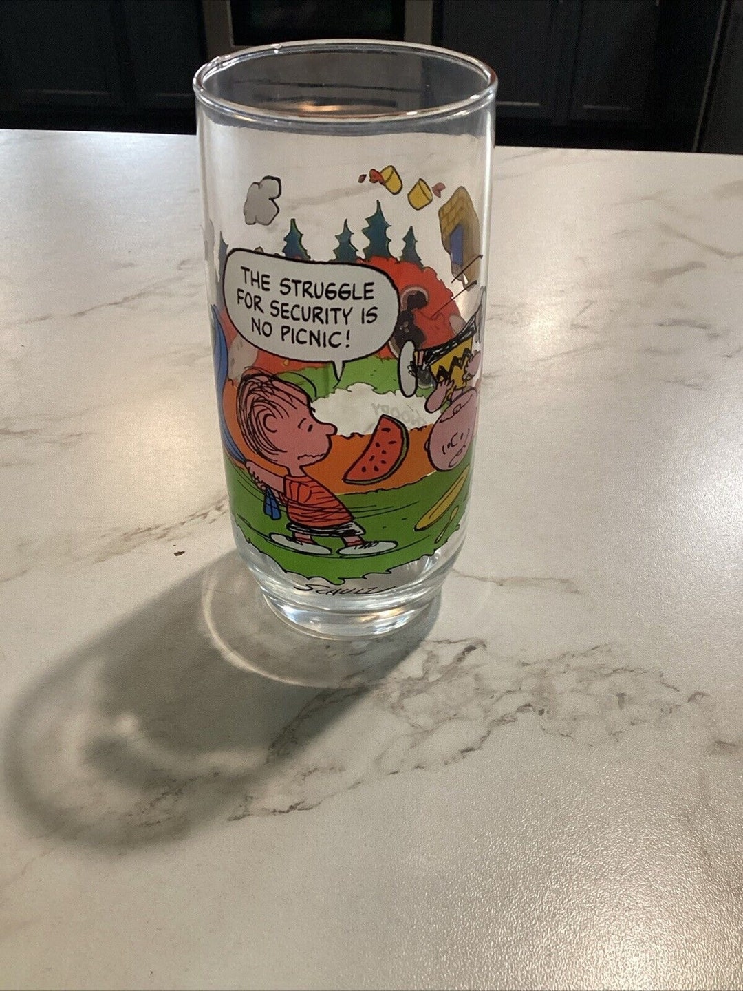 Vintage Mcdonalds Camp Snoopy the Struggle for Security 1965 Glass Cup ...