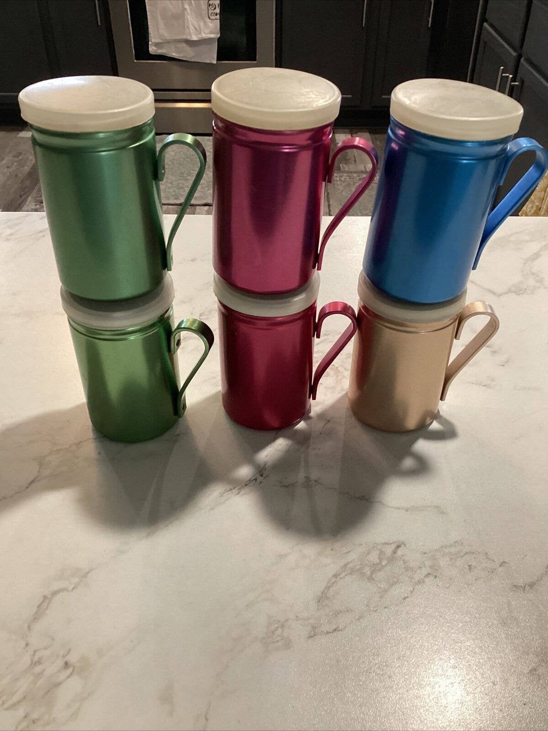6 Vintage Emson-Ware Aluminium Becher mit Griffen Deckeln - Etsy.de
