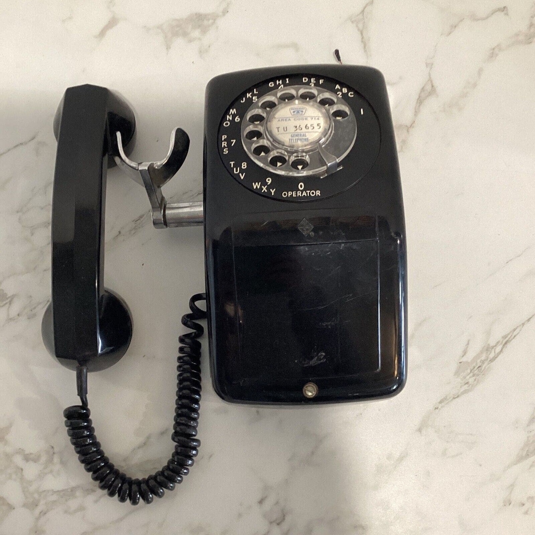 Vintage Automatic Electric Monophone Black Rotary Dial Wall Telephone ...