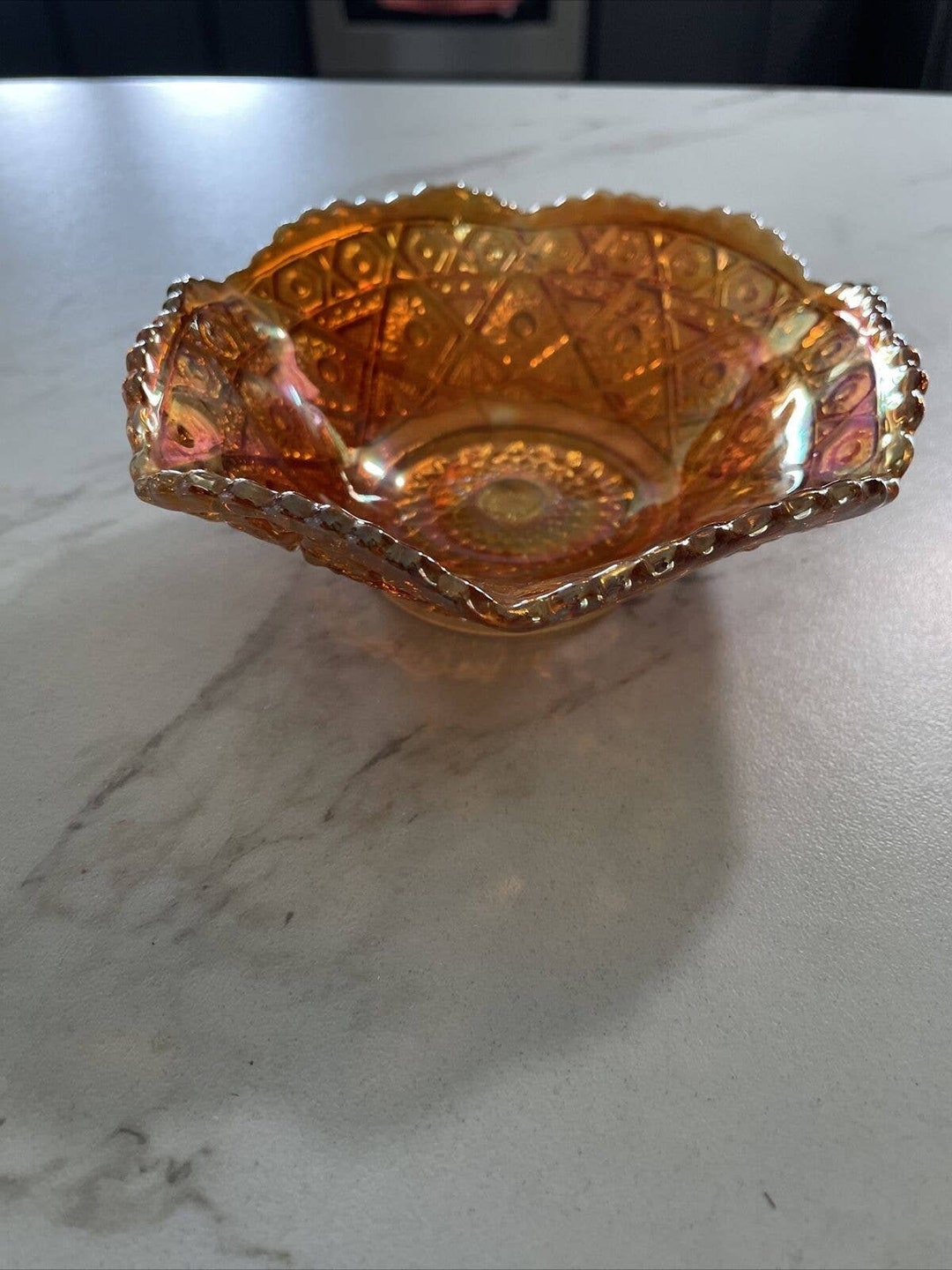 Imperial Carnival Glass Marigold Diamond & Lace 5 Bowl - Etsy