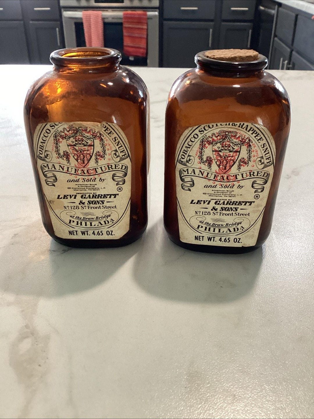 Vtg Levi Garrett & Sons Tobacco Scotch and Rappee Snuff Bottle Set of 2 ...