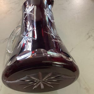 Vintage Ruby Red Cut Glass Bohemian Pitcher & 6 Glasses - Etsy