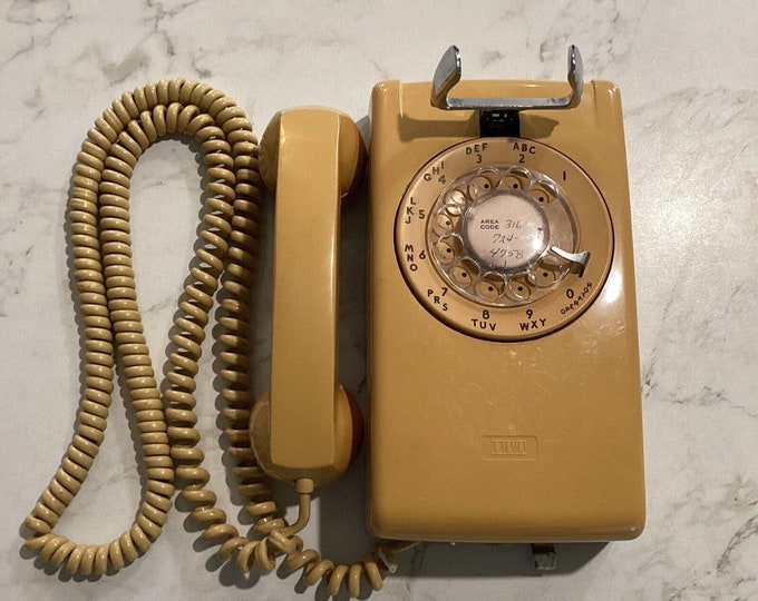 Vintage ITT Mustard Yellow Rotary Wall Phone Untested - Etsy