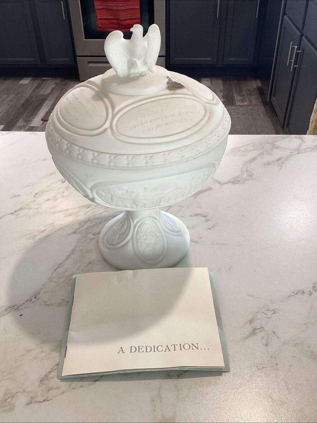 Vintage 1976 Fenton Bicentennial Jefferson, White Covered Compote - Etsy